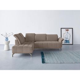 OTTO home Ecksofa &raquo;Fresh L-Form&laquo; Federkern, wahlweise Kopfteilverstellung und motorischer Vorziehsitz beige 100% Polyester B/H/T: 260cm x 79cm x 220cm