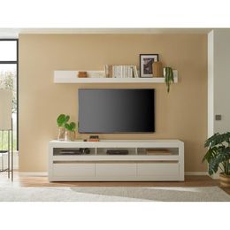 Home Affaire Wohnwand &raquo;Anbauwand in Wei&szlig; Matt, Wohnzimmer-Set mit austauschbarer Blende&laquo; Set, 2 Stk. tlg. wei&szlig; Holzwerkstoff B/H/T: 217cmcm x 170cmcm 