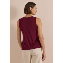 Cecil Damen Tr&auml;gertoprot wine, Gr. L, unifarben, Web, 50% Baumwolle, 50% Modal, Tops, mit geschlitztem Rundhalsausschnitt