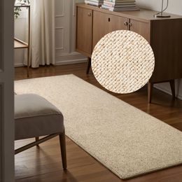 Teppich Hanse Home, B:80cm H:12mm L:200cm, beige, Kunstfaser, Wohnzimmer, Teppiche, "Wolly 2", Flachgewebe, L&auml;ufer, Skandi, Woll-Optik, Esszimmer,