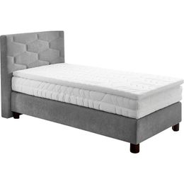 Westfalia Schlafkomfort Boxspringbett wahlweise mit Topper grau Bezug: 100% Polyester Microvelours Ohne Topper, Liegefl&auml;che B/L: 90cm x 200cm, Gewicht bis: 100 kg H3, 7-Zonen