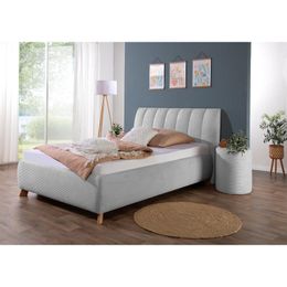 Maintal Polsterbett &raquo;H&uuml;geldorf&laquo; inklusive Bettkasten, in H2, H3 & H4 erh&auml;ltlich, aus Cord-Bezug grau Liegefl&auml;che L&auml;nge B: 200cm x 140cm, H&ouml;he Bett: 102cm H&ouml;he