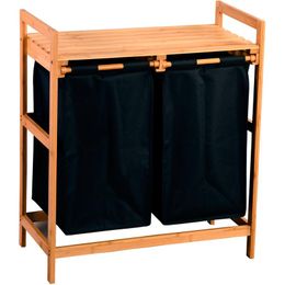 Kesper W&auml;schesortierer &raquo;W&auml;schesammler&laquo; mit 2 Auffangtaschen f&uuml;r W&auml;sche beige Bambus, Polyester B/H/T: 64cm x 73cm x 33cm