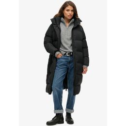 Superdry Damen Steppjacke &raquo;Longline Hooded Puffer Jacket&laquo; Oversize-Passform, mit Rei&szlig;verschluss, aus Polyester, pflegeleicht schwarz XS