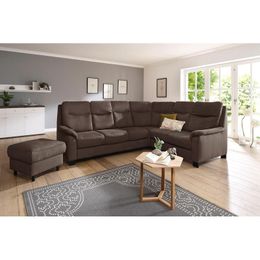 OTTO home Ecksofa &raquo;Boccaccio L-Form&laquo; mit Federkern, incl. Kopfteilverstellung, wahlweise Schlaffunktion braun Struktur weich (90% Polyester / 10% 