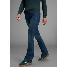 Arizona Damen Bootcut-Jeans &raquo;Shaping&laquo; elastische Passform, Bootcut-Beinform, Used-Waschung, hohe Taille blau 40, N-Gr