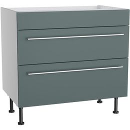 KOCHSTATION Kochfeldumbauschrank &raquo;KS-Bern2&laquo; Breite 90 cm, Kochfeldumbauschrank, 2 Ausz&uuml;gen, 1 feste Blende gr&uuml;n Holzwerkstoff B/H/T: 90cm x 87cm x 