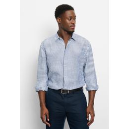 OLYMP Herren Langarmhemd "OLYMP Casual, Regular Fit, Kent", blau, Gr. XXL, 100% Leinen, Hemden