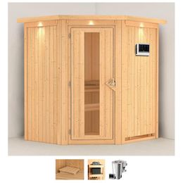 Karibu Sauna &raquo;Tomke&laquo; Set, Ofen 3,6 kW Bio-Ofen externe Strg. easy beige Bio-Kombiofen, externe Steuerung, 3,6 kW