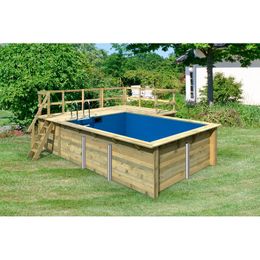 Karibu Rechteckpool &raquo;Roma B&laquo; BxLxH: 582x483x124cm, mit Sonnenterrasse &Oslash;/B/H/L: Breite 582cm x H&ouml;he 124cm x L&auml;nge 483cm, 12,7 l