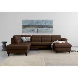Sit & More sit&more Wohnlandschaft &raquo;Mellum U-Form&laquo; Federkern, wahlweise mit Schlaffunktion, Stauraum und Armteilfunktion braun 100% Polyester B/H/T: 306cm x 87cm