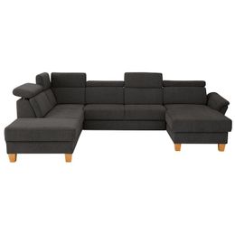OTTO home Wohnlandschaft &raquo;Conville U-Form&laquo; Kopfteilverstellung wahlweise mit Schlaffunktion und Bettkasten braun 100% Polyester B/H/T: 322cm x 84cm x 