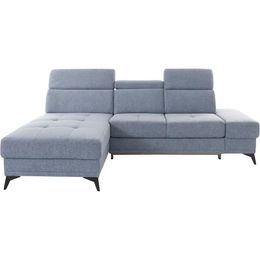 OTTO home Ecksofa &raquo;Cardiz L-Form&laquo; inkl.Kopfteilverstellung und Federkern wahlweise mit Schlaffunktion blau Webstoff (100% Polyester);Luxus-Microfaser 