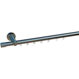 Indeko Gardinenstange &raquo;Consul&laquo; &Oslash; 20 mm 1 l&auml;ufig-l&auml;ufig Wunschma&szlig;l&auml;nge Innenlauf Komplett-Set inkl. Gleitern und Montagematerial silber Aluminium B/L: 