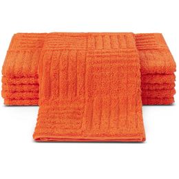 Ross Gaestehandtuecher &raquo;CARRE&laquo; 100% Baumwolle, Rippenstruktur, gro&szlig;e Farbauswahl orange Frottier, Frottier B/L: 30cmx50cm, 6 Stk., Frottier