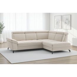 Sit & More sit&more Ecksofa &raquo;Vanity; L-Form, B. 254 cm&laquo; Inkl.Sitz-,Kopf-und Armteilverstellung 100% Polyester B/H/T: 254cm x 84cm x 197cm, Chenille, Ottomane 