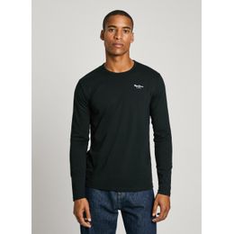 Pepe Jeans Herren Langarmshirt, schwarz, Gr. XL, Jersey, Obermaterial: 95% Baumwolle, 5% Elasthan, Shirts