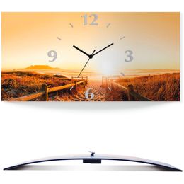 Artland Wanduhr &raquo;Sonnenuntergang Panorama Strand&laquo; wahlweise mit Quarz- oder Funkuhrwerk, lautlos ohne Tickger&auml;usche braun B/H/T: 60cm x 30cm x 0,3cm, Quarzuhr