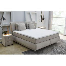 Jockenh&ouml;fer Boxspringbett &raquo;"Carla", wahlweise mit oder ohne Bettkasten&laquo; inkl. 4 Kissen, erh&auml;ltlich in den Breiten 160 & 180cm beige Topper: 100% Polyurethan, 