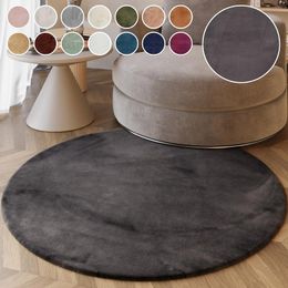 Esprit Hochflor-Teppich &raquo;Alice ESP-4377 Kunstfell&laquo; rund 25 mm H&ouml;he Kaninchenfell-Haptik, besonders weich und dicht, f&uuml;r alle R&auml;ume grau Kunstfaser &Oslash; 150cm 1 