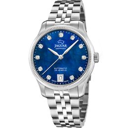 Jaguar Damen Automatikuhr &raquo;Automatik&laquo; Armbanduhr, Damenuhr, Swiss Made, Mechanische Uhr, Edelstahlarmband blau Einheitsgr&ouml;&szlig;e