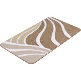 Kleine Wolke Badematte &raquo;Flame, Badvorleger, Badezimmer Teppich&laquo; H&ouml;he 15 mm rutschhemmend beschichtet fu&szlig;bodenheizungsgeeignet Badteppich, modernes Wellen Design 