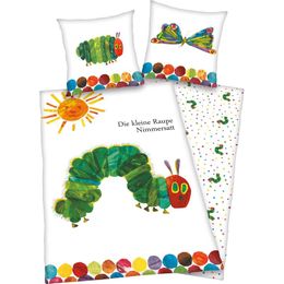 DIE KLEINE RAUPE NIMMERSATT Kinderbettw&auml;sche &raquo;DIE KLEINE RAUPE NIMMERSATT&laquo; mit niedlichem Motiv bunt Renforc&eacute;, Obermaterial: 100% Baumwolle B/L: 135cm