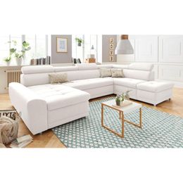 Sit & More sit&more Wohnlandschaft &raquo;Riva U-Form&laquo; wahlweise mit Schlaffunktion beige Struktur (100% Polyester);Flachgewebe (100% Polyester);Luxus-Microfaser (100%