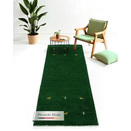 CarpetFine Wollteppich &raquo;Gabbeh Uni, auch als L&auml;ufer und Rund erh&auml;ltlich&laquo; rechteckig 15 mm H&ouml;he reine Wolle, handgewebt, Gabbeh Loom Tiermotiv, gro&szlig;e 