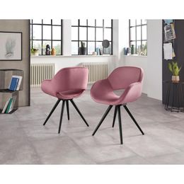 Home Affaire Armlehnstuhl &raquo;Aurora&laquo; (Set) 2 Stk.Gestell aus Massivholz Buche in schwarz lackiert rosa Polyester B/H/T: 59cm x 83cm x 59cm, 2 Stk., 