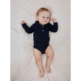 name it M&auml;dchen Langarmbody "NBMHOLGER LS POLO BODY NOOS", Gr. 62, blau, Jersey, Obermaterial: 95% Baumwolle, 5% Elasthan, unifarben, Bodys