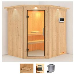 Karibu Sauna &raquo;Siirin&laquo; Set, 9 KW-Ofen mit externer Steuerung beige Saunaofen, externe Steuerung, 9 kW