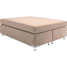 Westfalia Schlafkomfort Boxspringbett &raquo;Holland&laquo; ohne Kopfteil, frei im Raum stellbar beige Microvelours (100% Polyester) Microvelours Ohne Topper, Liegefl&auml;che B/L: 140cm x 
