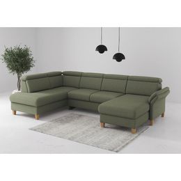 OTTO home Wohnlandschaft &raquo;Glendale, U-Form&laquo; inkl. Kopfteilverstellung, wahlweise mit Vorziehsitz und Bettkasten gr&uuml;n 95% Polyester, 5% Polyamid B/H/T:
