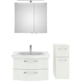 Badm&ouml;bel-Set &raquo;6005 Sprint 3-teilig, Keramik-Waschtisch mit LED-Spiegelschrank&laquo; 4 Stk. tlg. wei&szlig; Holzwerkstoff B/H/T: 112cmcm x 200cmcm x 46cmcm