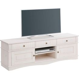 OTTO home Lowboard &raquo;Teresa&laquo; Ma&szlig;e (B/T/H): 154/37/49 cm, Kommode aus massiver Kiefer, Breite 154 cm wei&szlig; Massivholz B/H/T: 154cm x 48,2cm x 36,9cm, 3 