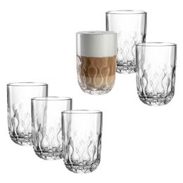 Leonardo Latte-Macchiato-Glas &raquo;GOCCE, 380 ml, 6er-Set&laquo; 2. Variante, mit Tropfenrelief transparent Glas &Oslash; 7,9cm x 11,9cm, 380ml, 6 Stk.