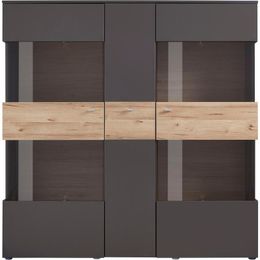 FORTE Vitrine &raquo;Como&laquo; Breite 152 cm, inkl. Beleuchtung grau Holzwerkstoff B/H/T: 149,8cm x 152cm x 41,3cm, T&uuml;ren: 3 Stk.