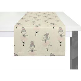 Adam Tischl&auml;ufer &raquo;Ballerina&laquo; GOTS organic,zertifiziert durch CERES 0242f&uuml;r Kinder rosa Bio-Baumwolle B/L: 150cm x 50cm, 1 Stk., rechteckig