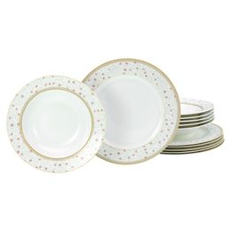 Creatable Tafelservice &raquo;Emilja, Tafel-Service 12-tlg&laquo; Teller Set, Blumendekor beige Porzellan 12 Stk.