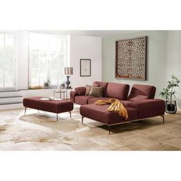 W.Schillig Ecksofa &raquo;run, Designsofa mit tollem Sitzkomfort, bequem, L-Form&laquo; mit Holzsockel, F&uuml;&szlig;e in Bronze pulverbeschichtet, Breite 319 cm rot 