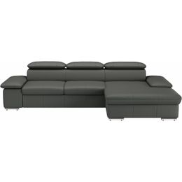 Sit & More sit&more Ecksofa &raquo;Valantine L-Form, B: 286 cm&laquo; mit Arm- & Kopfteilverstellung, optional mit Schlaffunktion grau NaturLEDER B/H/T: 286cm x 73cm x 174cm