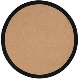 CarpetFine Sisalteppich &raquo;Sisal&laquo; rund 5 mm H&ouml;he mit farbiger Bord&uuml;re, Anti-Rutsch R&uuml;ckseite grau Sisal &Oslash; 200cm 1 Stk., 5mm, &Oslash; 200cm