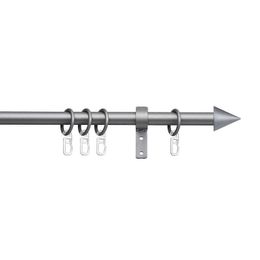 Indeko Gardinenstange &raquo;Kegel&laquo; &Oslash; 16 mm 1 l&auml;ufig-l&auml;ufig Fixma&szlig; Komplett-Set inkl. Ringen und Montagematerial silber Stahl B/L: 240cm &Oslash; 16mm, 1 l&auml;ufig