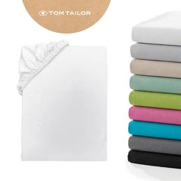 Tom Tailor HOME Spannbettlaken &raquo;Tom Tailor Jersey&laquo; ab Gr&ouml;&szlig;e 90x200 cm, Laken in hochwertiger Jersey Qualit&auml;t wei&szlig; Jersey, Obermaterial: 100% Baumwolle
