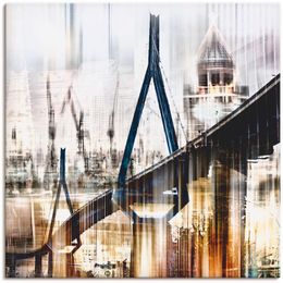 Artland Leinwandbild &raquo;Hamburg Skyline Collage III&laquo; Deutschland 1 Stk. tlg. auf Holzrahmen gespannt beige Leinwand B/H/T: 40cm x 40cm, Leinwandbild Deutschland