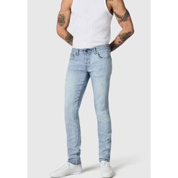 PEAK TIME Herren Slim-fit-Jeans "M&uuml;nchen", blau, Basic, Gr. 38, Abriebeffekte, Destroyed-Effekte, Denim/Jeans, 87% Baumwolle, 11% Polyester, 2%