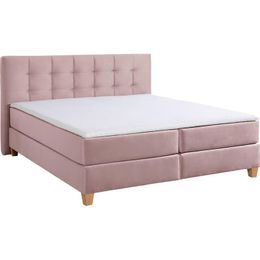 Home Affaire Boxspringbett &raquo;Moulay&laquo; inkl. Topper, in &Uuml;berl&auml;nge 220 cm, 3 H&auml;rtegrade, auch in H4 lila Samtstoff, Liegefl&auml;che B/L: 160cm x 220cm 