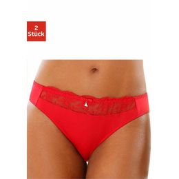 Nuance By Lascana Damen Nuance by Lascana Slip Packung, mit sch&ouml;ner Stickereispitze, als Dessous-Set kombinierbar rot 52/54