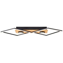 Brilliant Deckenleuchte &raquo;Woodbridge&laquo; 1 Stk. Warmwei&szlig; 3 Stufen &uuml;ber Wandschalter dimmbar 71x35cm - 3100 Lumen 3000 Kelvin schwarz 1, H: 6,2cm, 1 Stk.